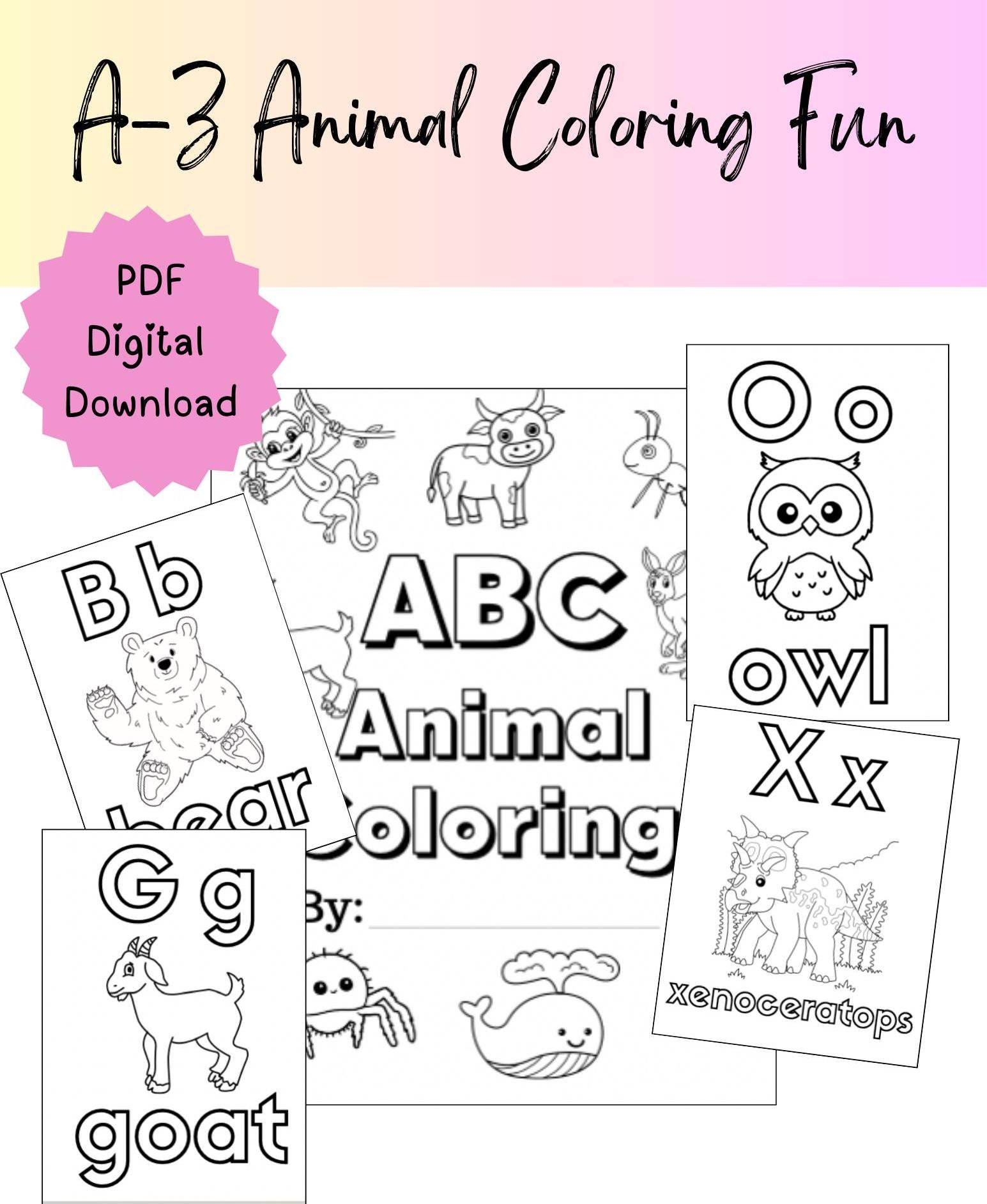 Printable ABC Animal Coloring Worksheets, Alphabet, Animals, Preschool ...