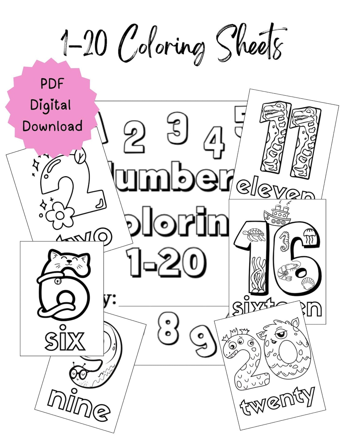 Numbers Coloring, 1-20 Numbers, Coloring Worksheets, Preschool ...