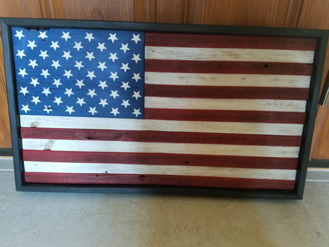 Framed Primitive American Flag - Etsy