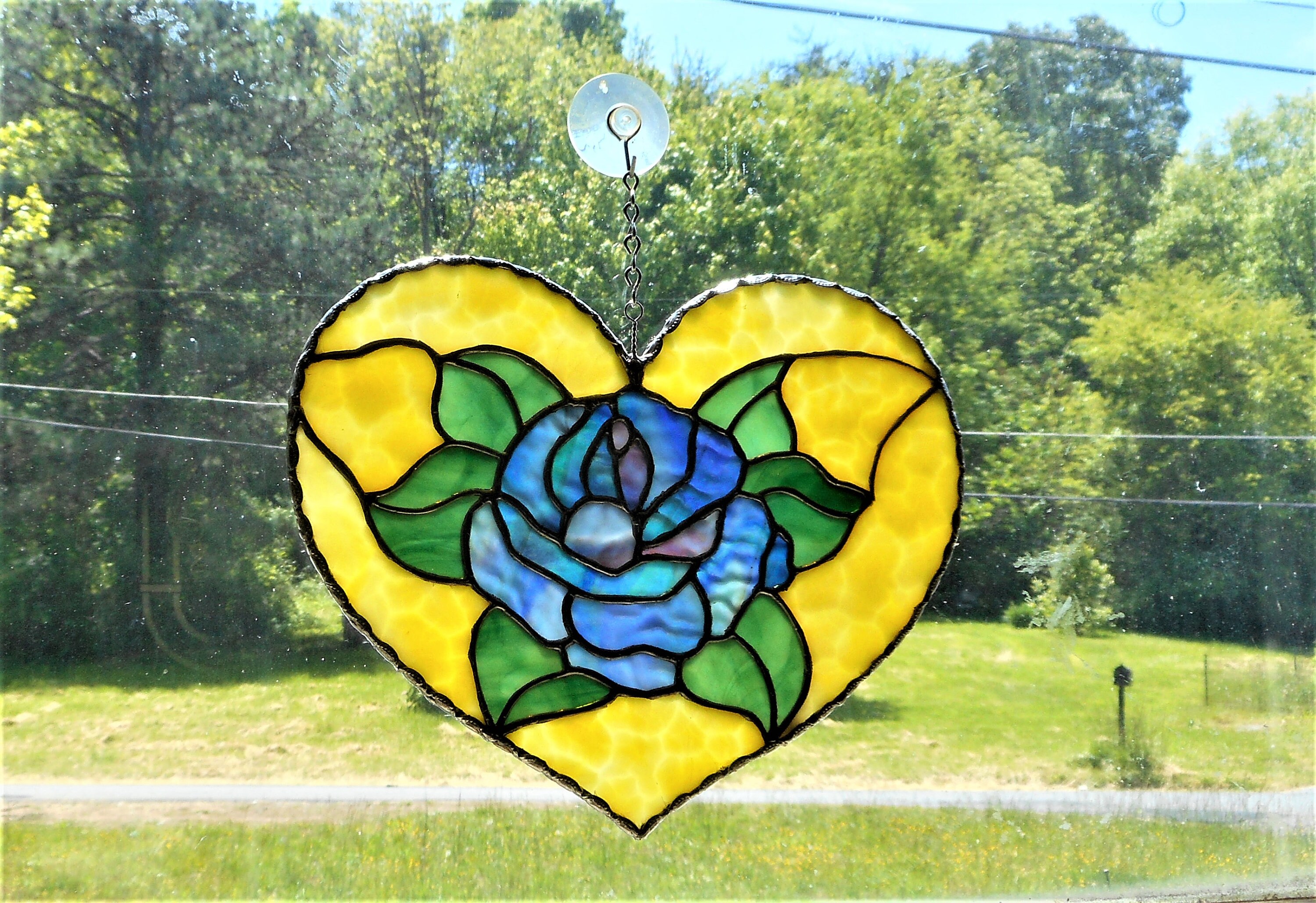 Stained Glass Rose Heart - Handcrafted in Tennessee - Etsy