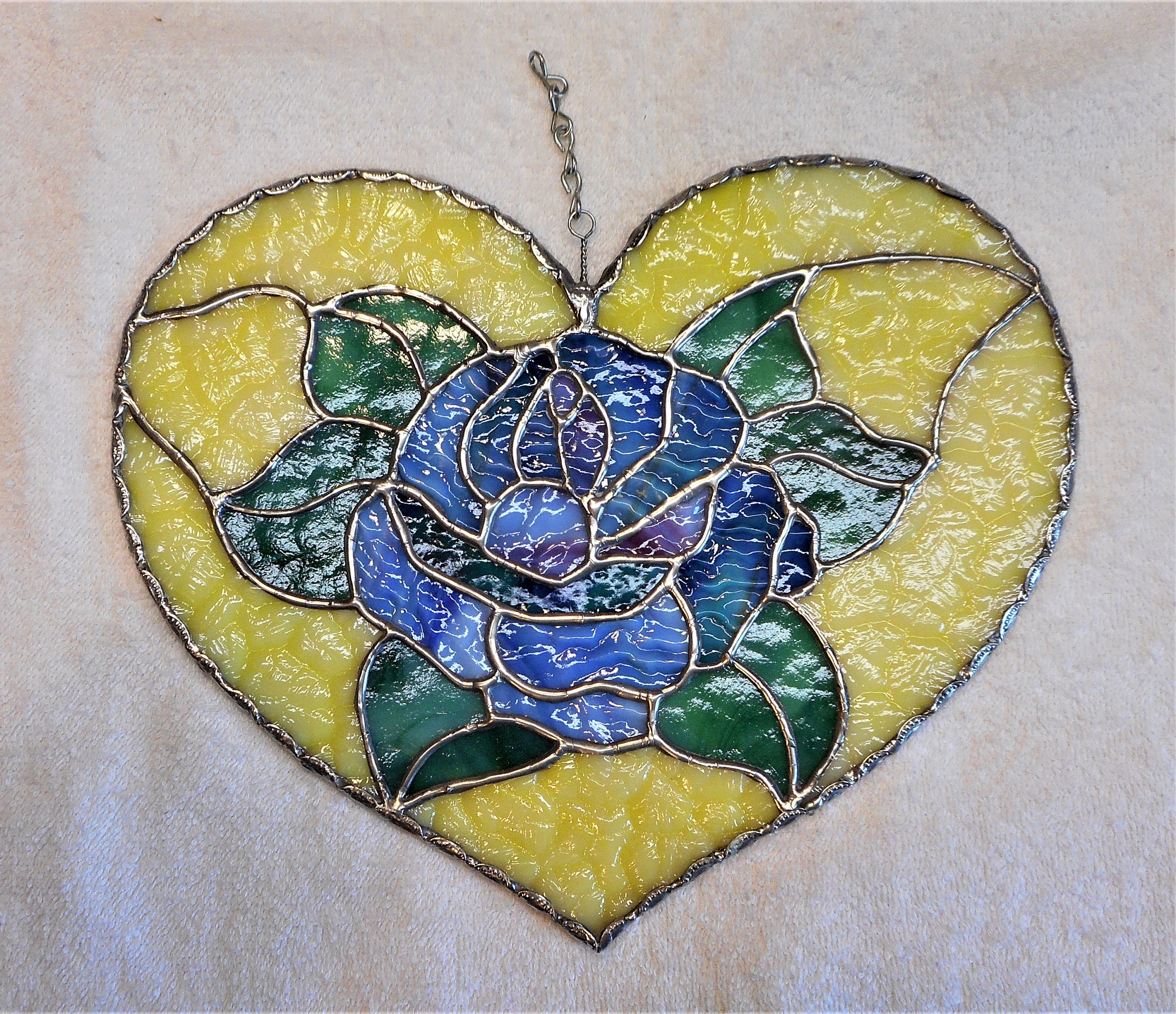 Stained Glass Rose Heart - Handcrafted in Tennessee - Etsy