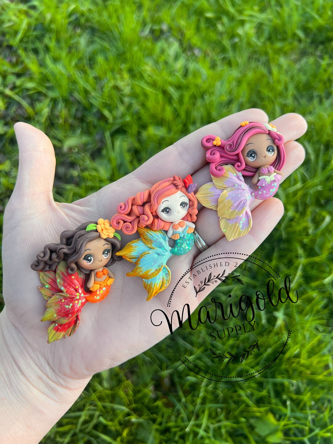 Big Eye Fall Mermaids Clay Center Clay for Bows Hair Bow Center Clay ...