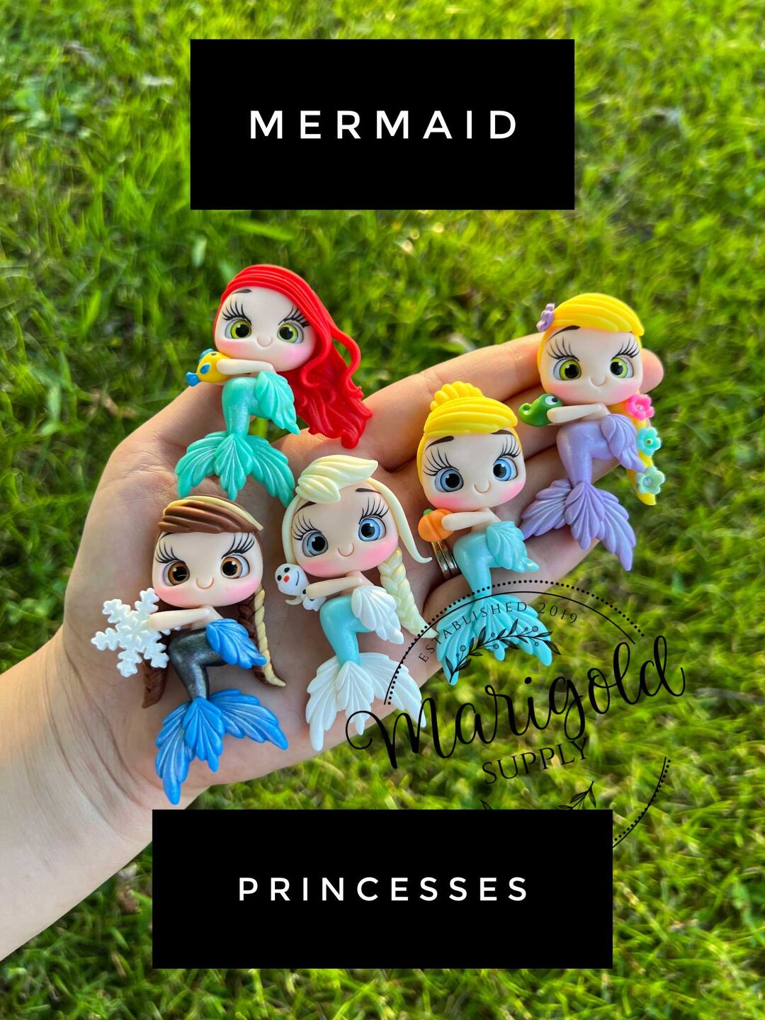 Cutie Mermaid Princesses Clay Center Clay for Bows Hair Bow Center Clay ...