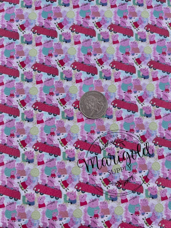 Pig Family in Car JUMBO Faux Leather Sheets Leather Sheets - Etsy