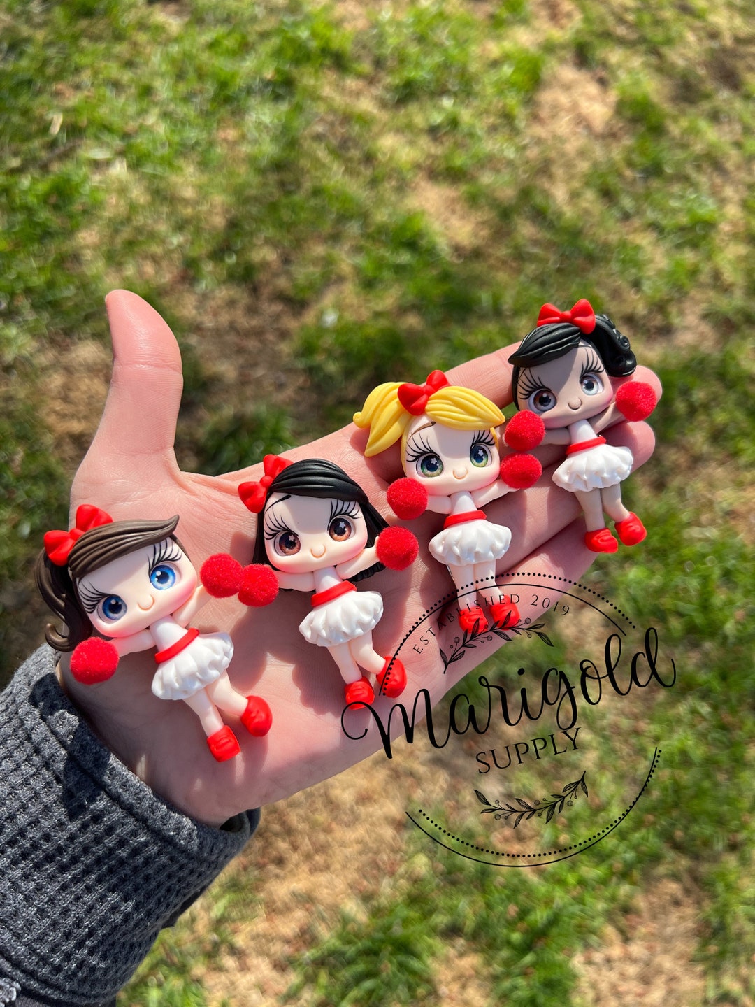 Cutie Red Cheerleader Girls Clay Center Clay for Bows Hair Bow - Etsy