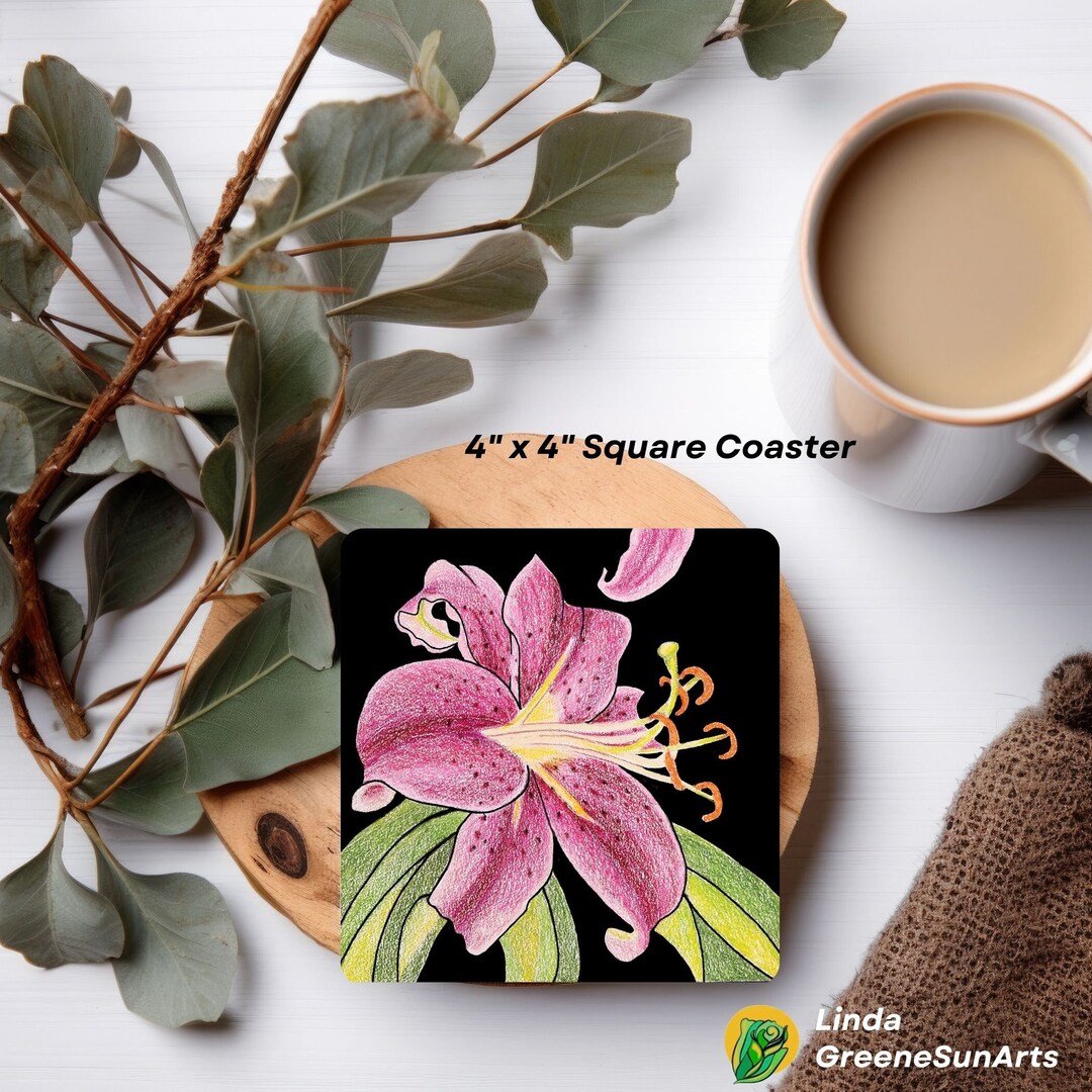 Stargazer Pink Lily Coaster - Floral Symbol of Affection, Bright Home ...