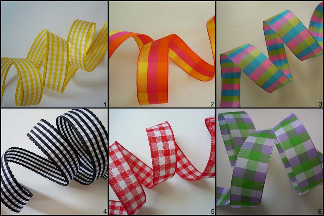 Plaid Check Ribbon, Spring Check Ribbon, Wreath Ribbon, Check Bow ...