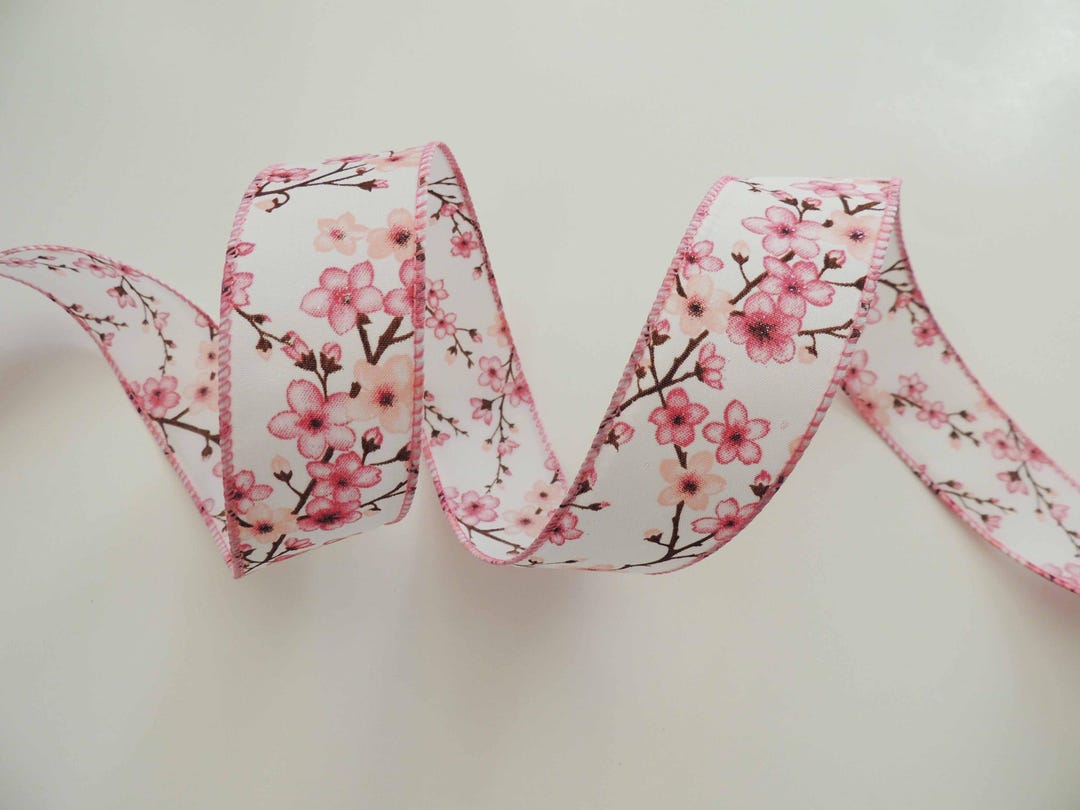 Cherry Blossoms Ribbon, Cherry Flowers Wired Ribbon, Cherry Blossoms ...