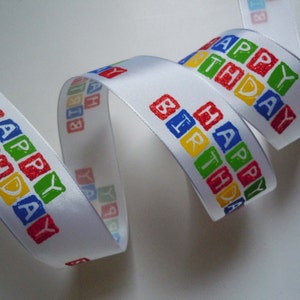 Happy Birthday Wired Ribbon, Birthday Ribbon, Shower Celebration Ribbon ...