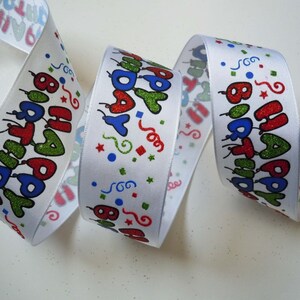 Happy Birthday Wired Ribbon, Birthday Ribbon, Shower Celebration Ribbon ...