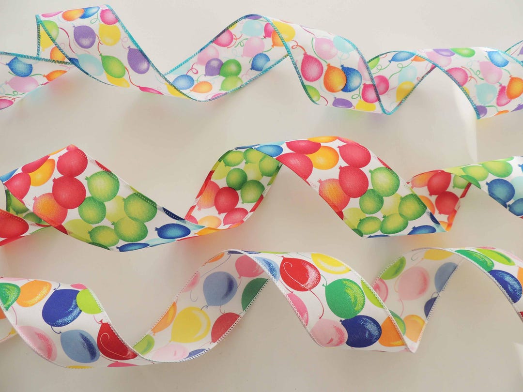 Balloon Wired Ribbon, Birthday Balloon Ribbon, Shower Celebration ...