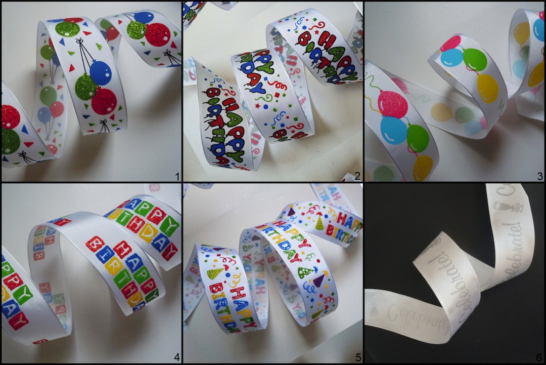 Happy Birthday Wired Ribbon, Birthday Ribbon, Shower Celebration Ribbon ...