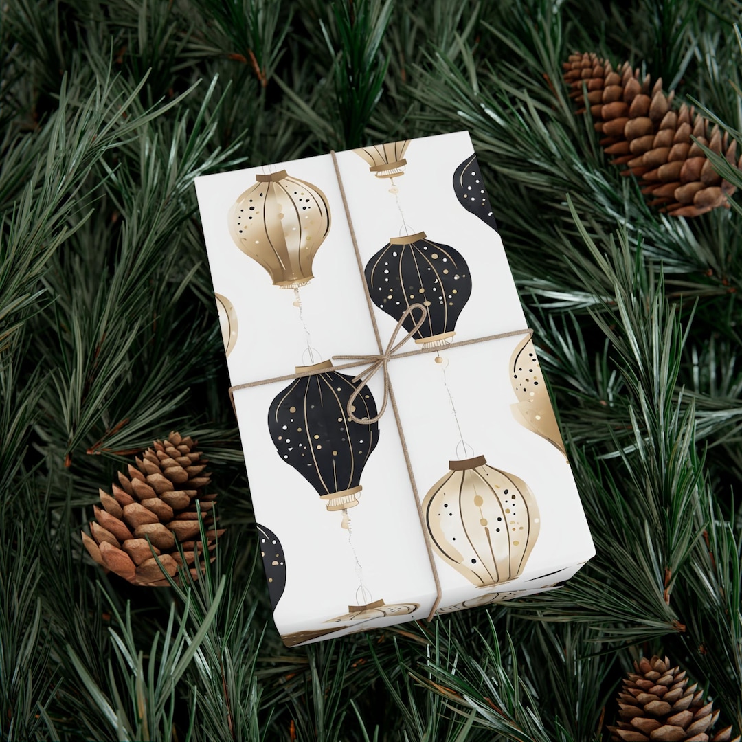 Gold Christmas Ornament Gift Wrap Paper - Etsy
