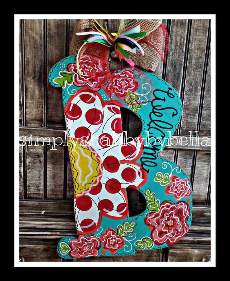 Beautiful Colorful Welcome Flower Door Hanger - Etsy