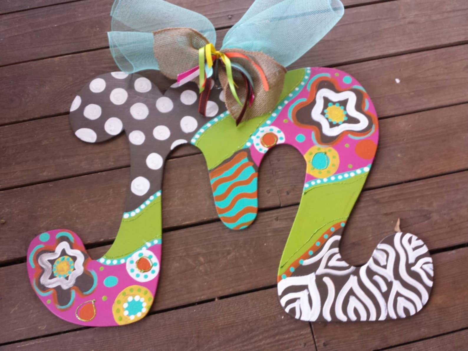 Colorful Wood Letter/initial Door Hanger - Etsy