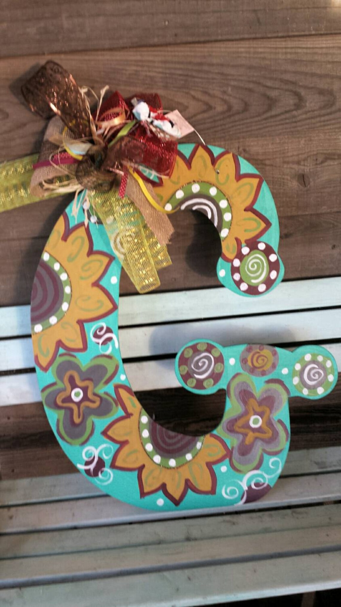 Colorful Wood Initial Letter Door Hanger - Etsy