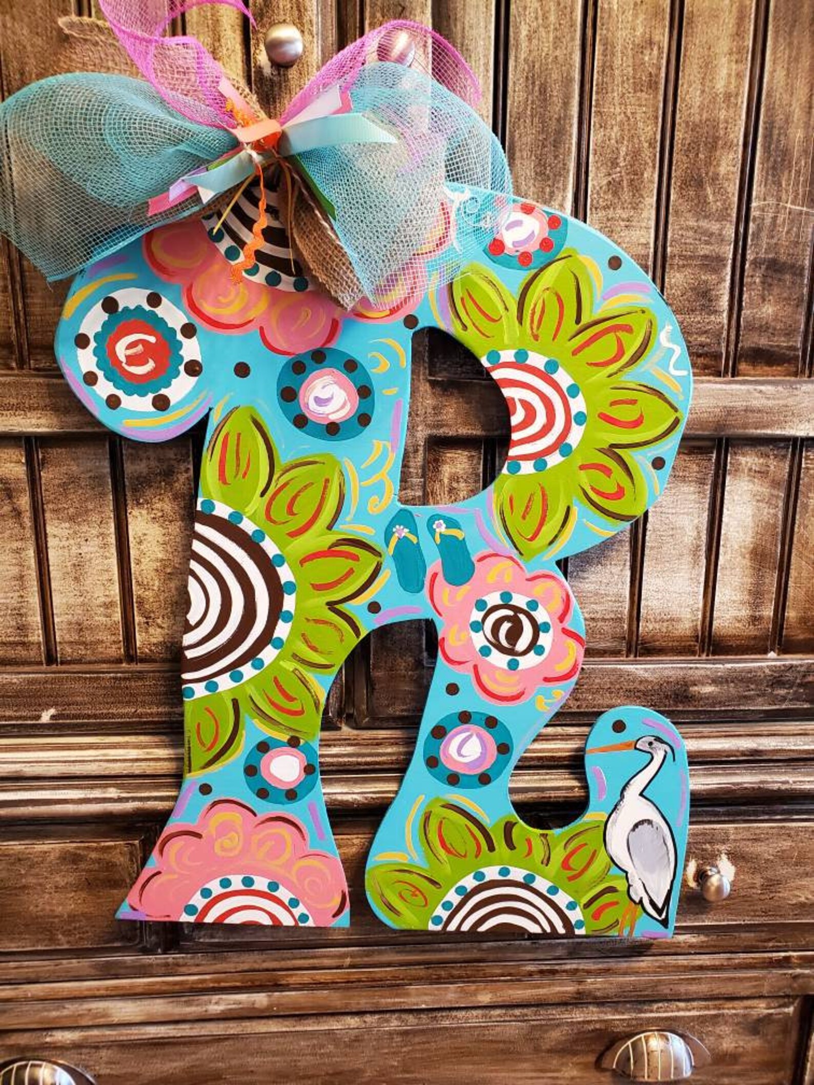 Colorful Wood Initial Letter Door Hanger - Etsy