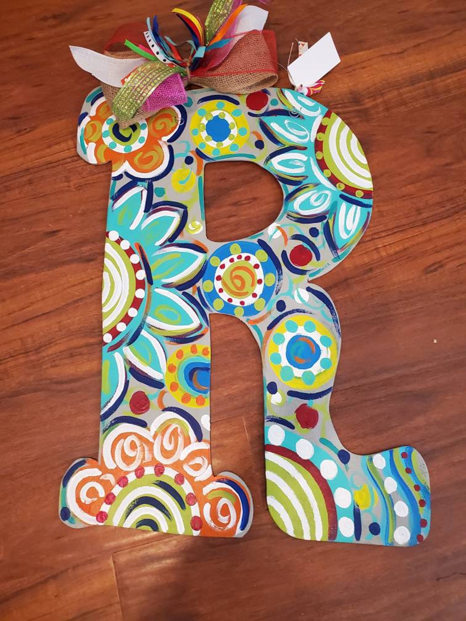 Colorful Personalized Wood Letter/initial Door Hanger Great - Etsy