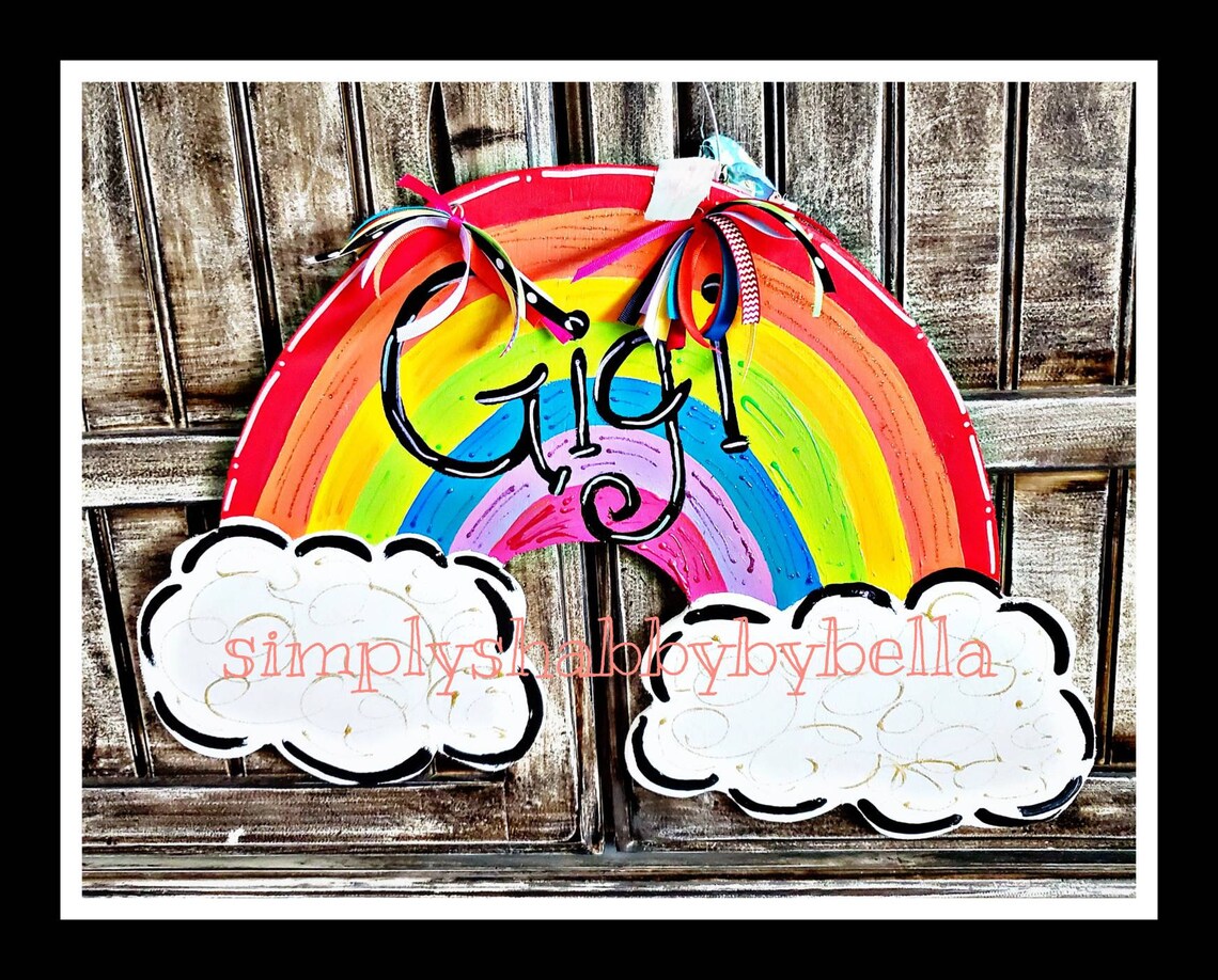 Colorful Rainbow Clouds Door Hanger. Perfect for Girls Room - Etsy