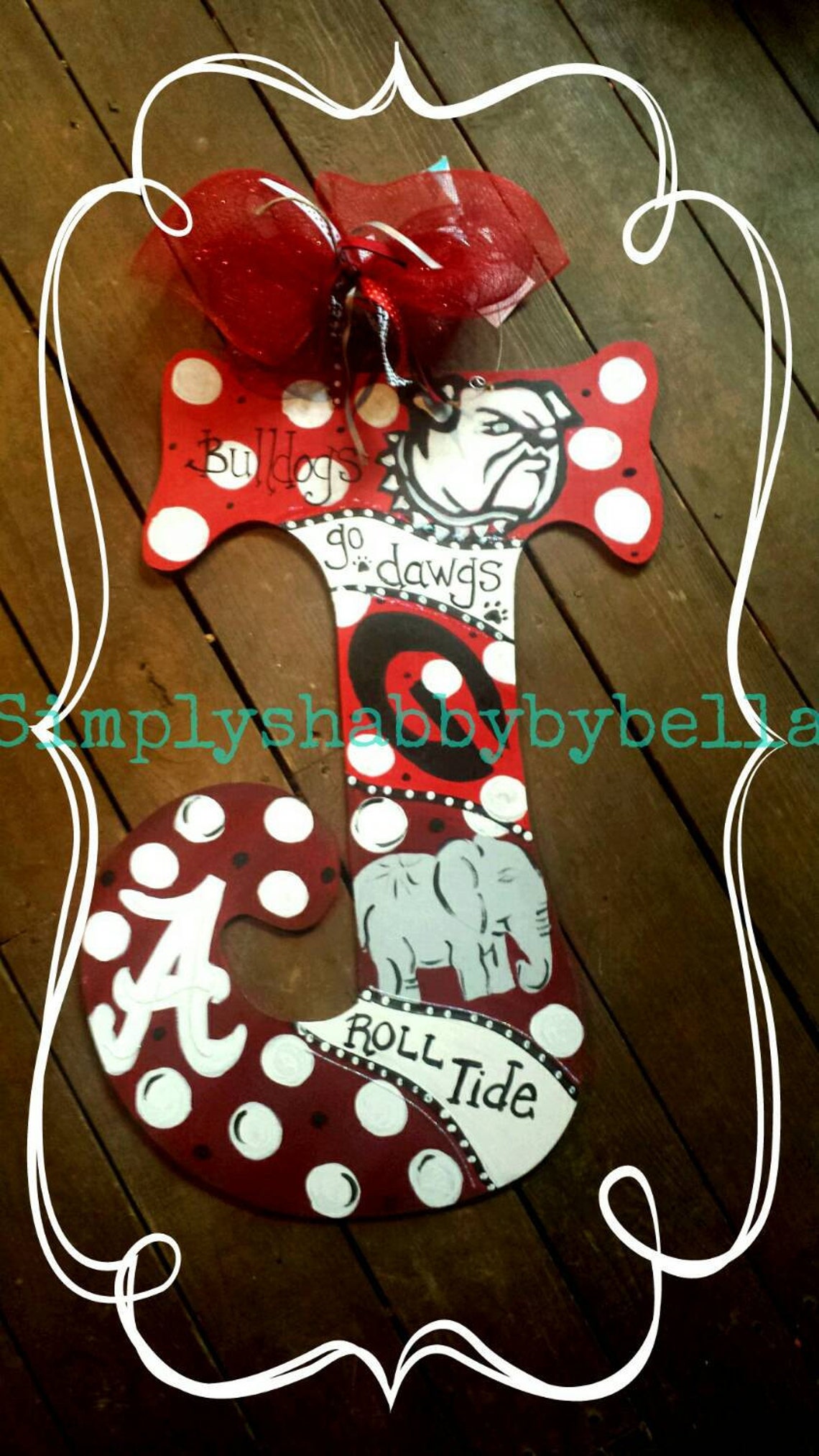 Alabama Georgia House Divided Wooden Letter Door Hanger - Etsy