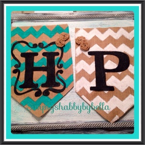 Chevron Burlap Garden Flag With Accented With Burlap Rosettes - Etsy