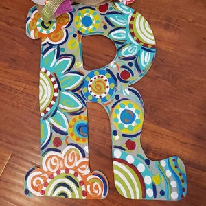 Custom Colorful Wood Letter Initial Door Hanger Summer - Etsy