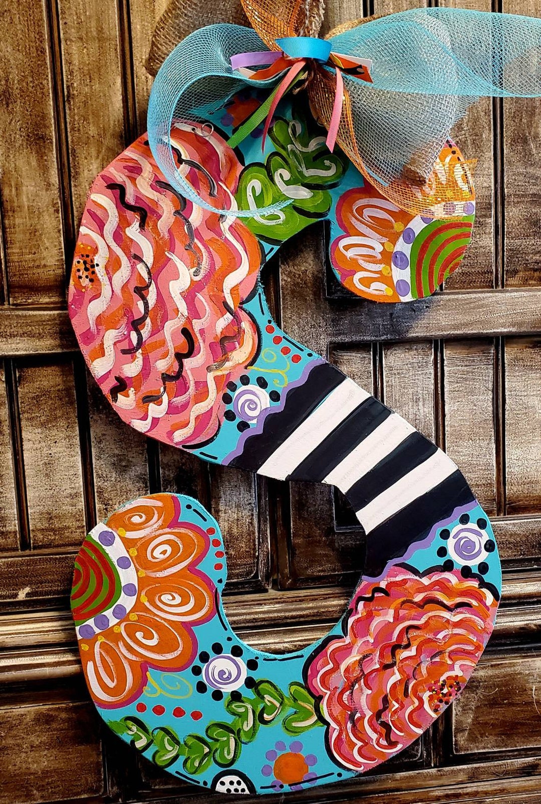 Custom Hand Painted Colorful Wood Letter Initial - Etsy