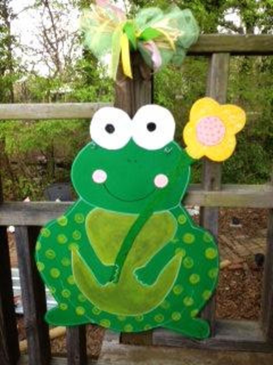 Frog Wooden Door/wall Hanger Flowers and Polka Dots Free ...