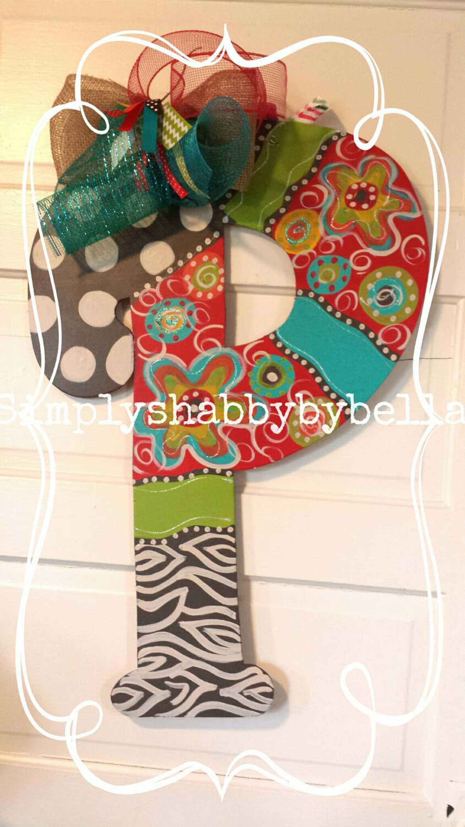 Personalized Hand Painted Wooden Letter Initial Door Hanger - Etsy