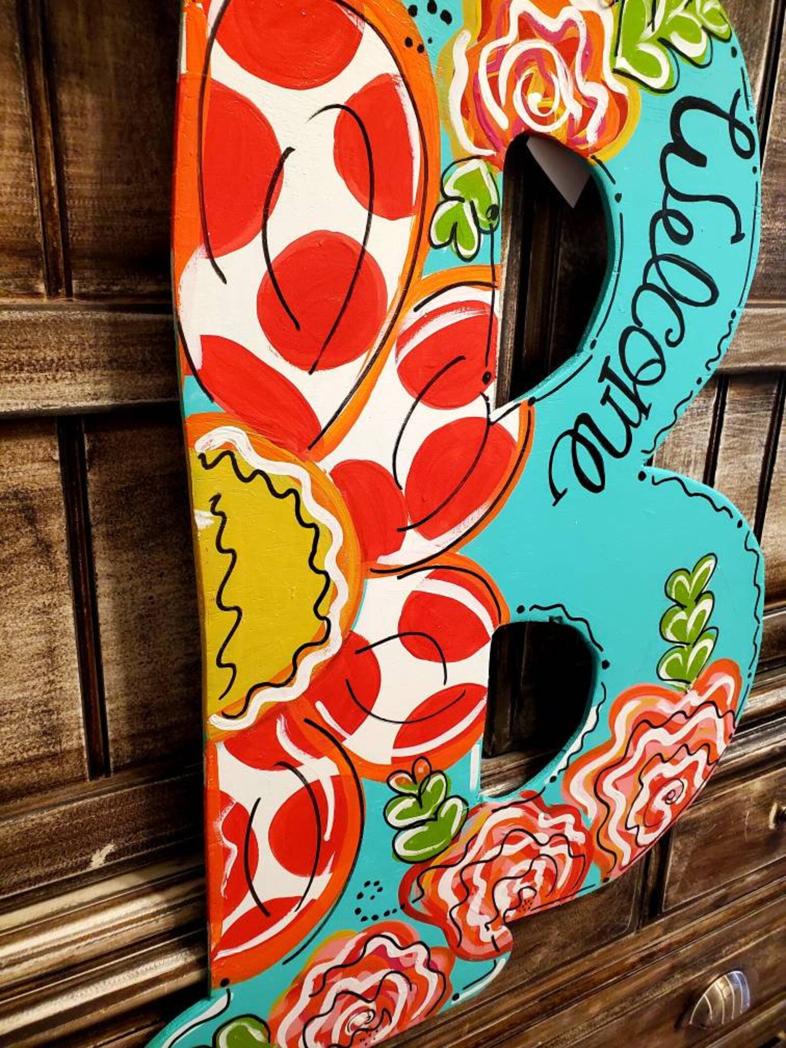Beautiful Colorful Welcome Flower Door Hanger - Etsy