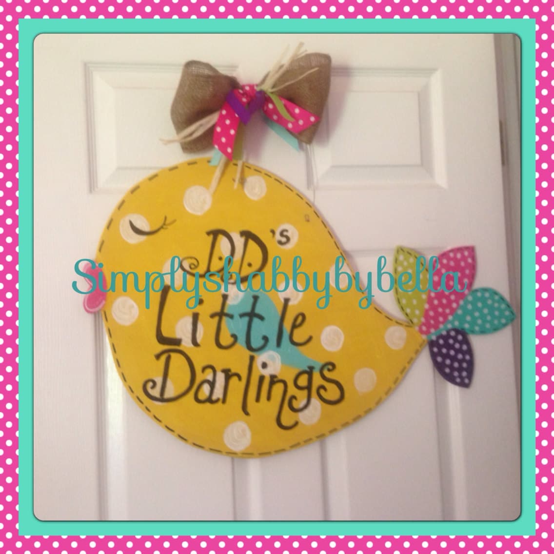 Super Cute Wood Yellow Polka Dots Colorful Bird With Burlap Bow Free ...