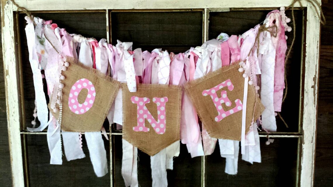 Cute Custom Birthday Burlap Fabric Strips Banner, Ribbon Banner, Scraps ...