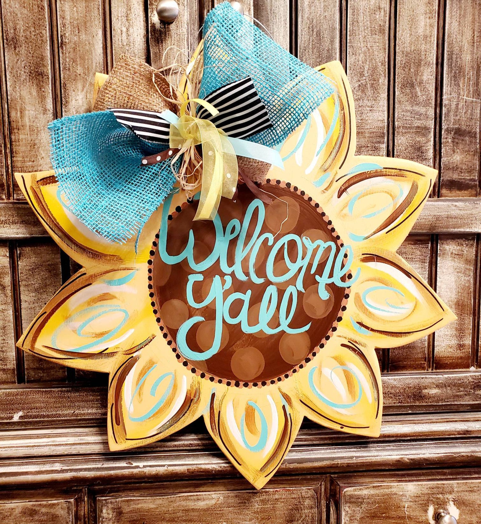 Beautiful Bright Sunflower Flower Door Hanger - Etsy