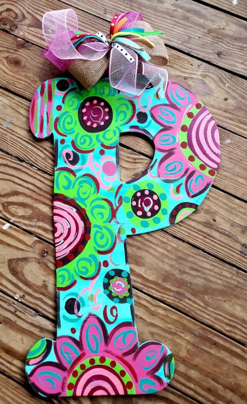 Personalized Wood initial Letter Door/Wall Hanger | Etsy