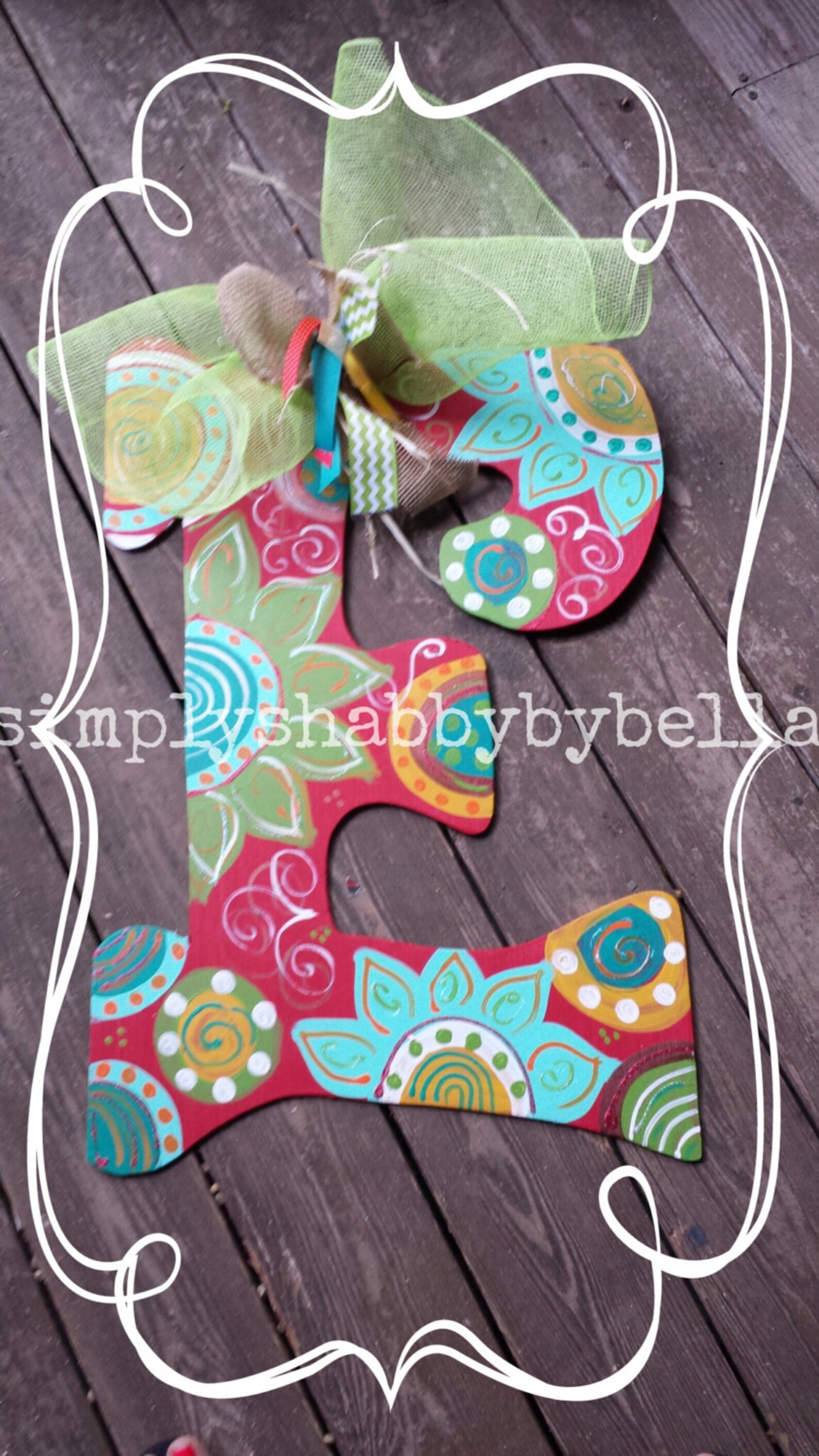 Hand Painted Wooden Letter/initial - Etsy