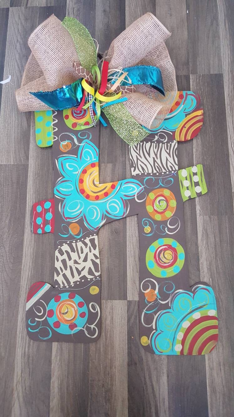 Personalized Initial Wood Door Hanger | Etsy