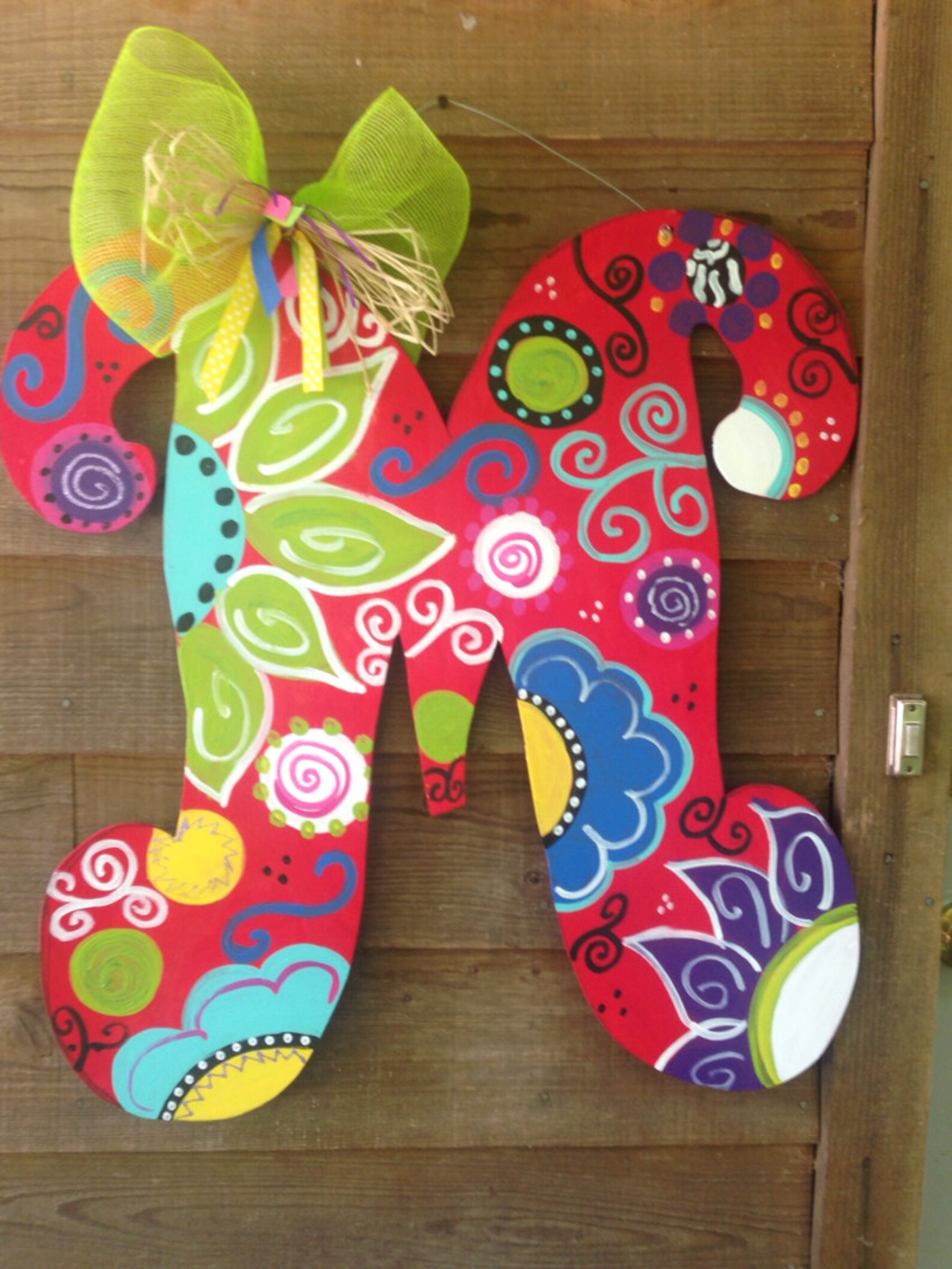 Colorful Personalized Wood Initial/ Letter Door Hanger - Etsy