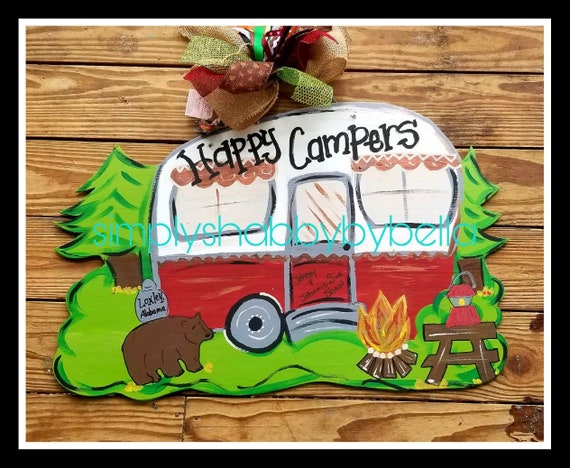 Happy Campers Camper Door Hanger | Etsy