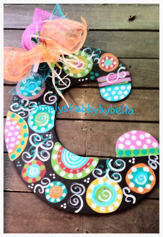 Hand Painted Wooden Letter/initial | Etsy