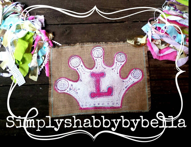 CUSTOM Princess Crown Burlap Fabric Banner | Etsy