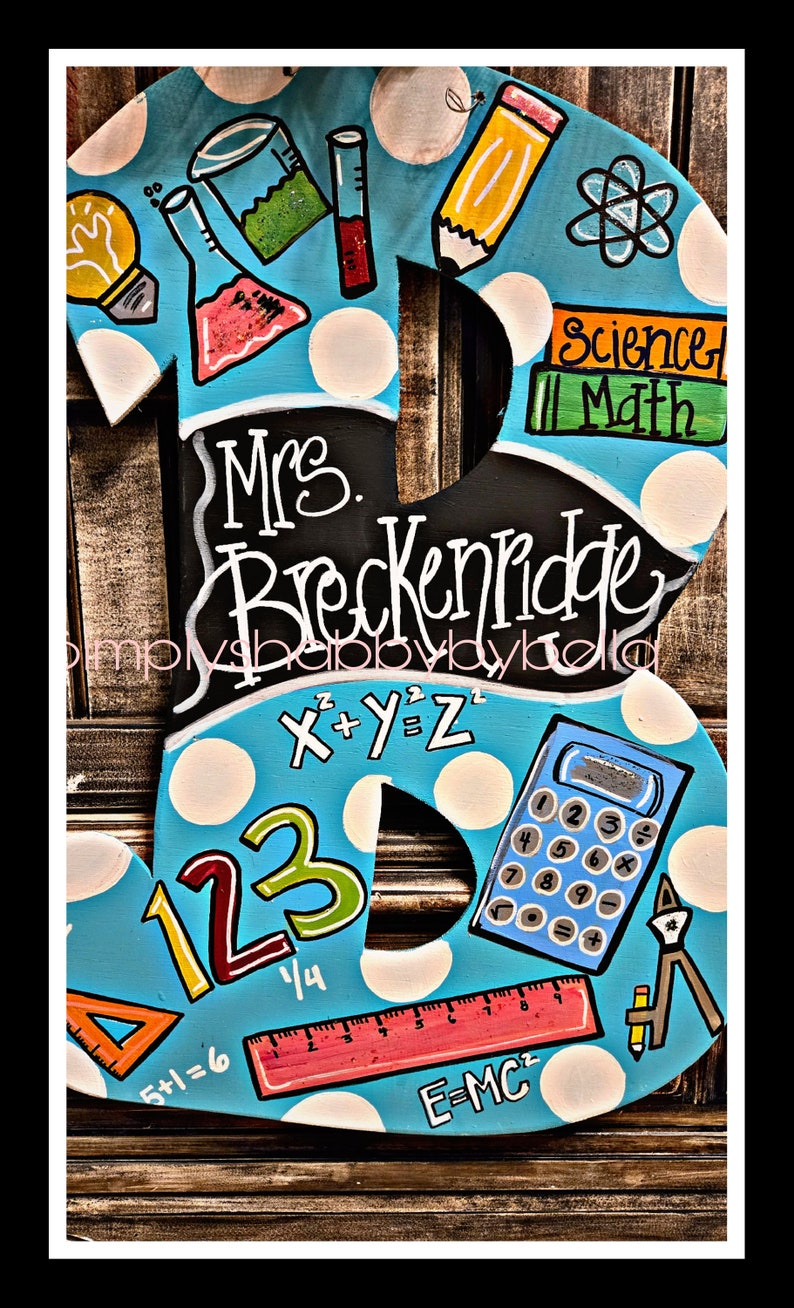 Custom Cute Teacher's Door Hanger..personalized Math Science, Reading ...