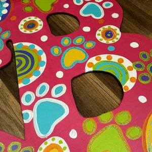 Colorful Paw Theme Wooden Letter/initial - Etsy