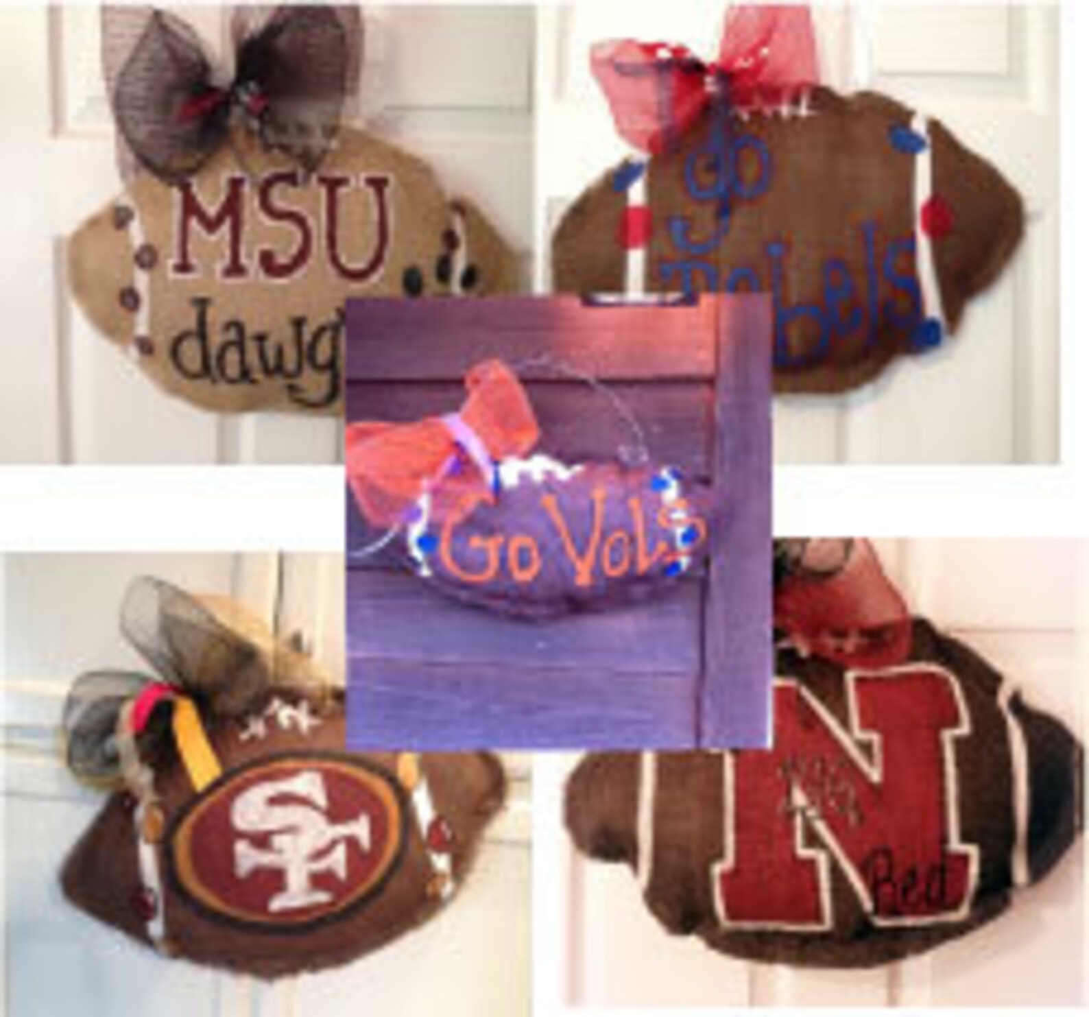 Sports Team Football Burlap Door Hanger Any Team . Nebraska - Etsy