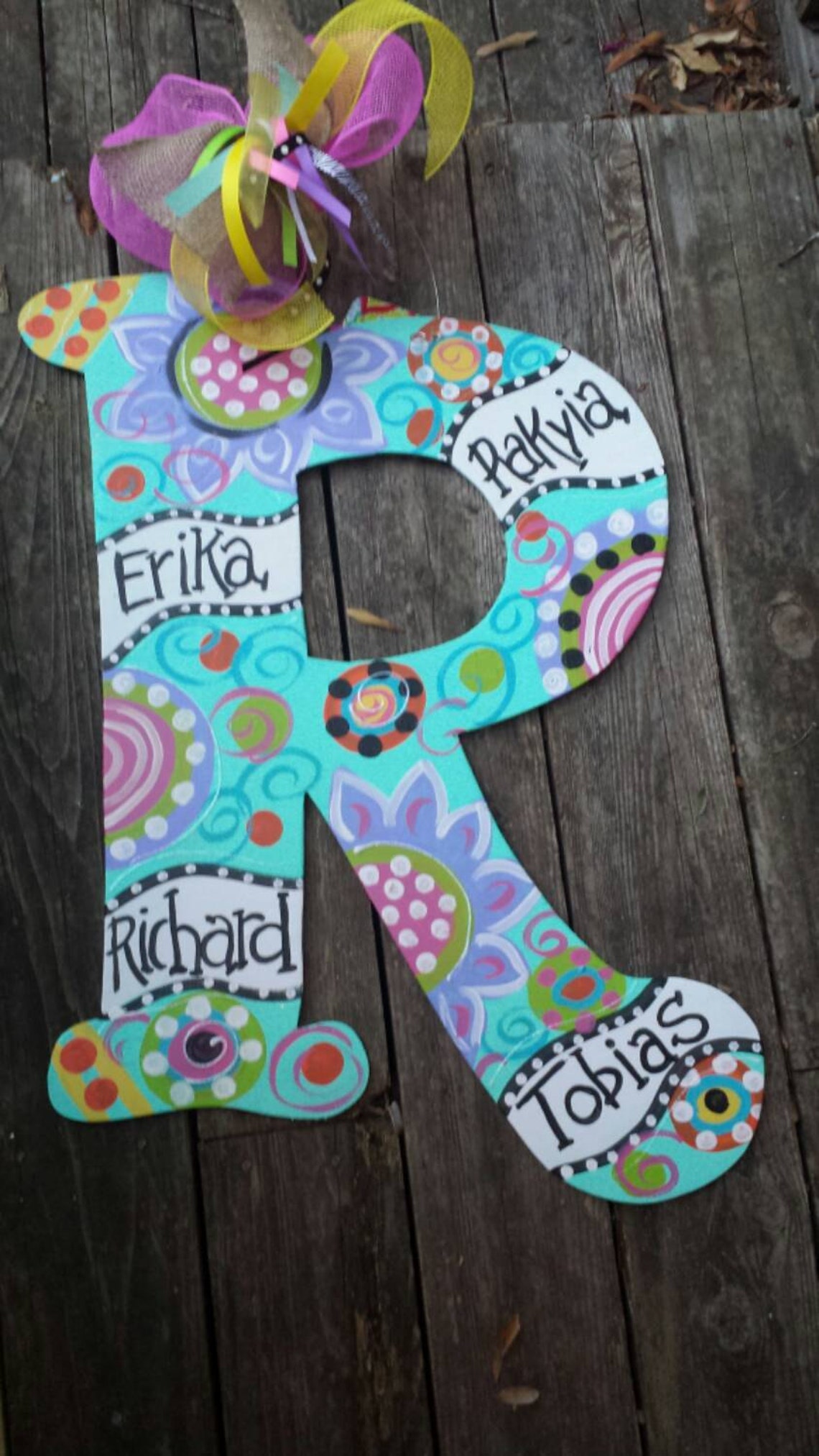 Personalized Hand Painted Wooden Letter Initial Door Hanger - Etsy