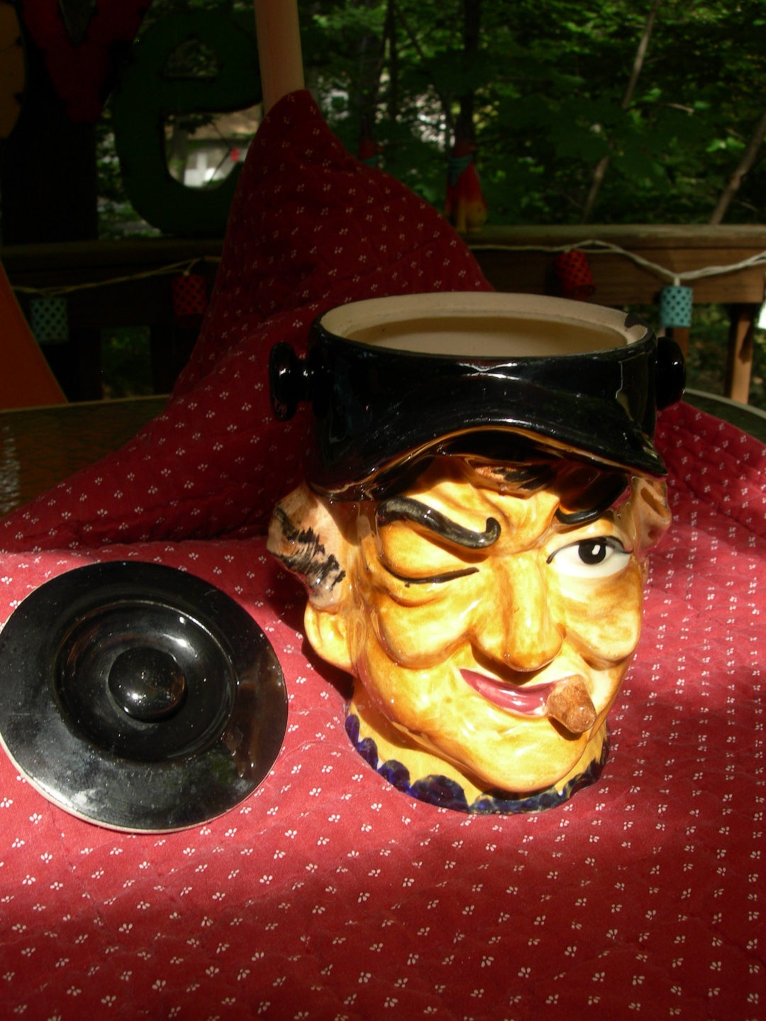 Biscuit Jar Toby Style Large Vintage - Etsy