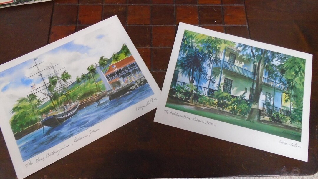 2 Wayne Lacom Lahaina, Maui Reproduction Prints Baldwin Home/ Brig ...