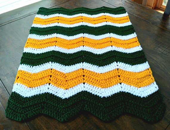 Handmade Crochet Yellow Gold Deep Green and White Baby | Etsy
