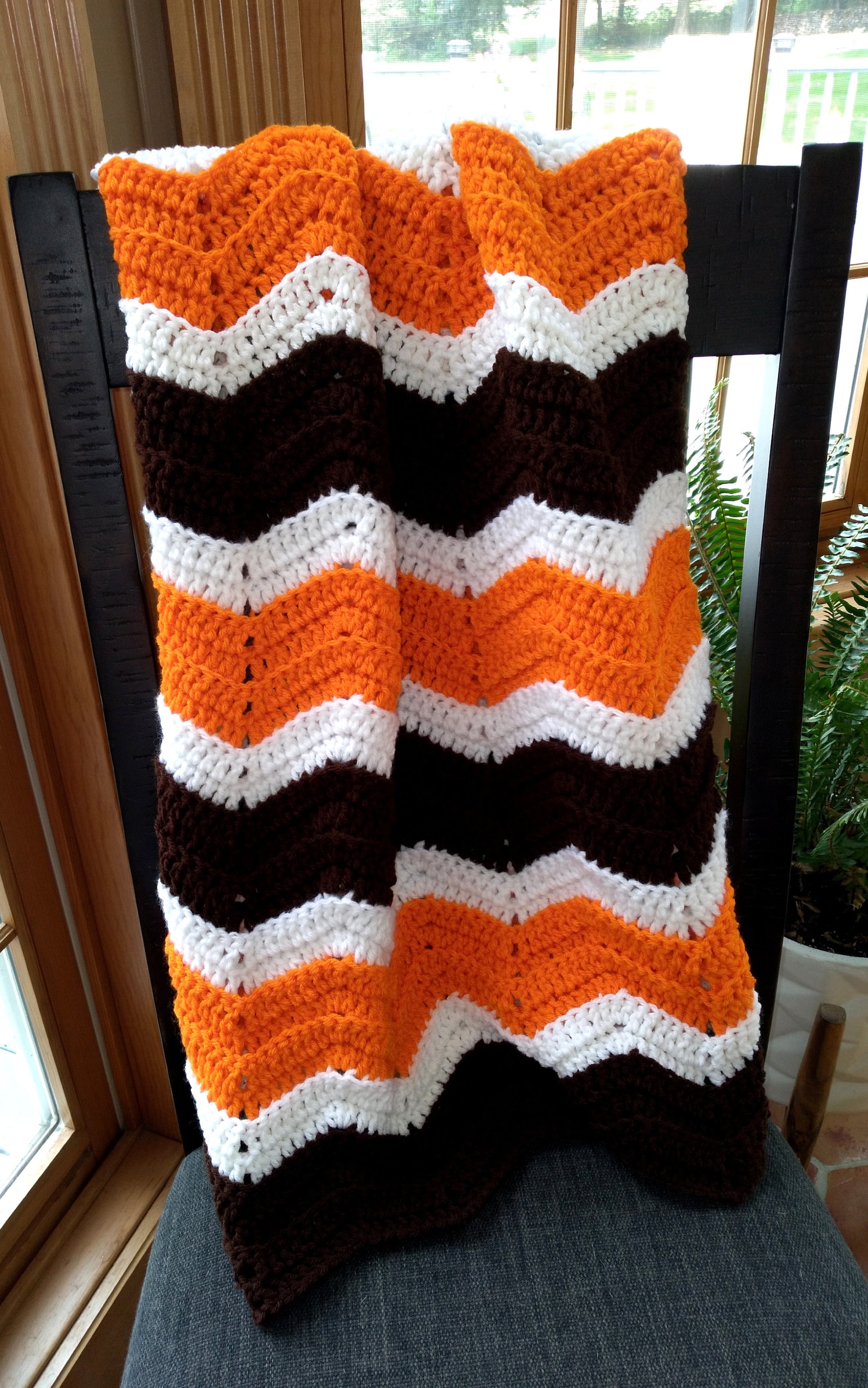 Handmade Crochet Chocolate Brown Orange and White Fall/autumn - Etsy