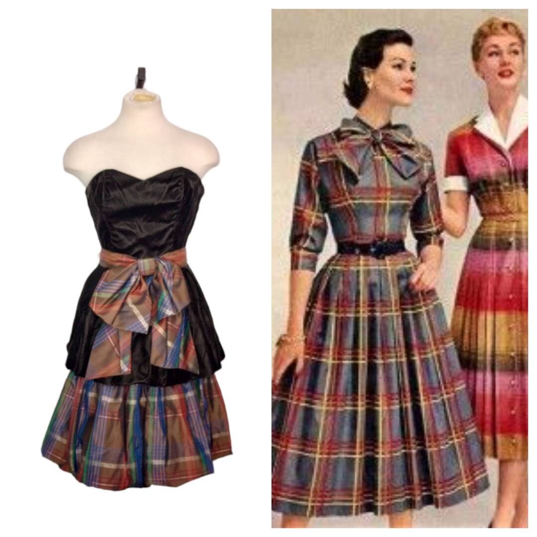 Vintage PATTY O'NEIL 1980s Brown Plaid Velvet Bubble Dress Size 5/6 ...