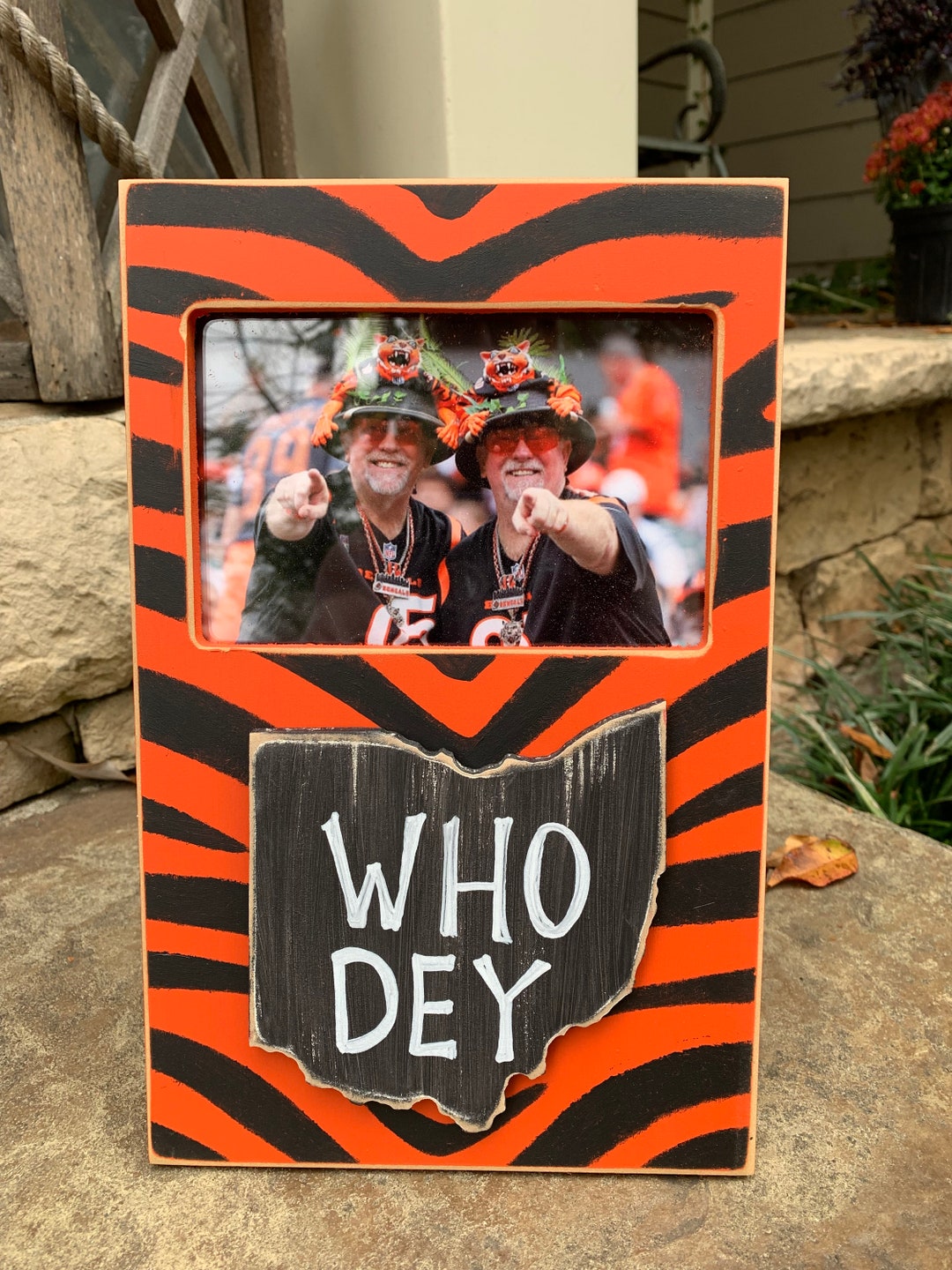 Bengals Picture Frame , Double Layer Orange, Black and White Stripe - Etsy